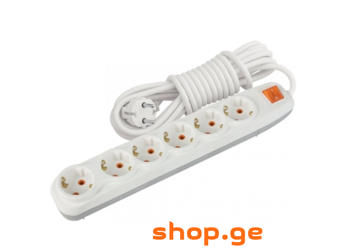 6 WAY SOCKET WITH 5Mt CABLE+EARTHING+SWITCH